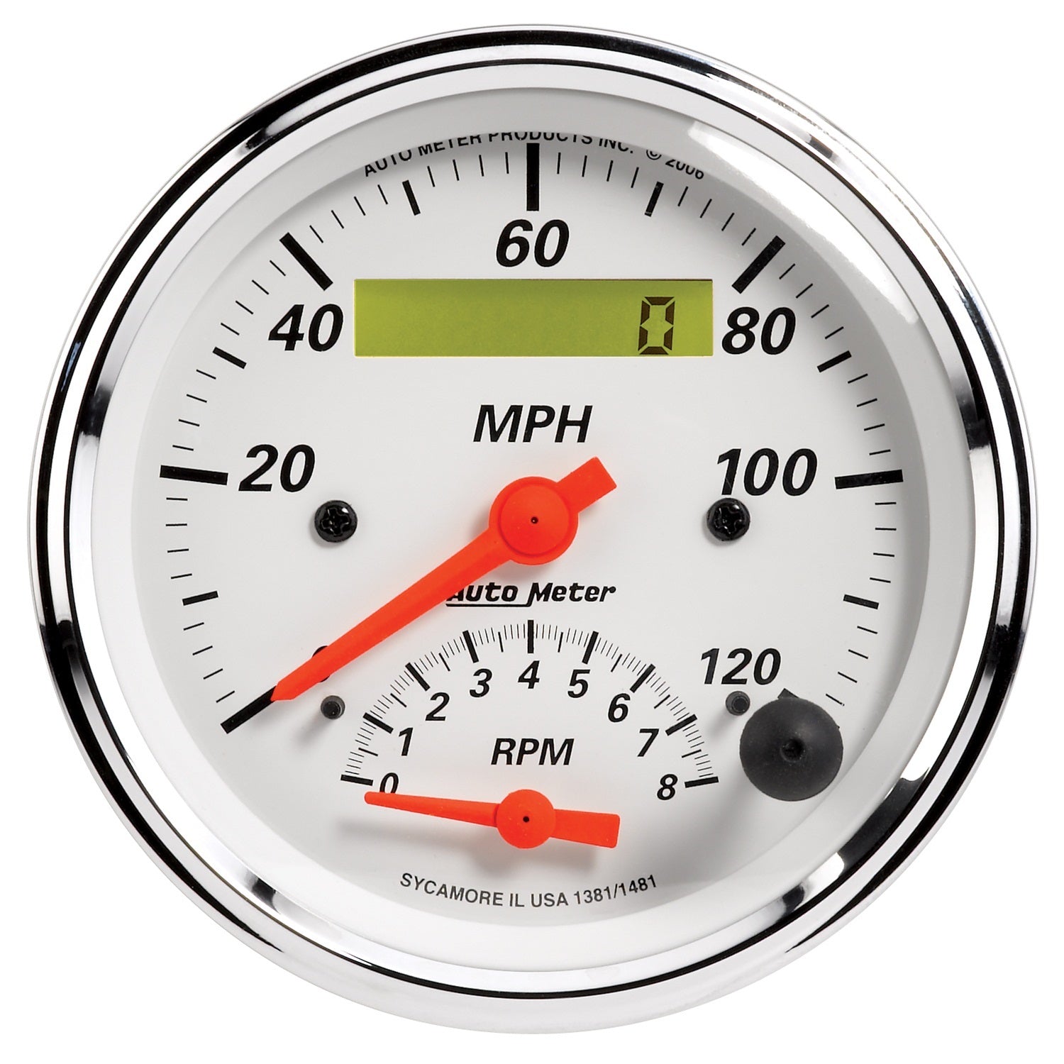 3-3/8 In. TACHOMETER/SPEEDOMETER COMBO 8K RPM/120 MPH ARCTIC WHITE ...